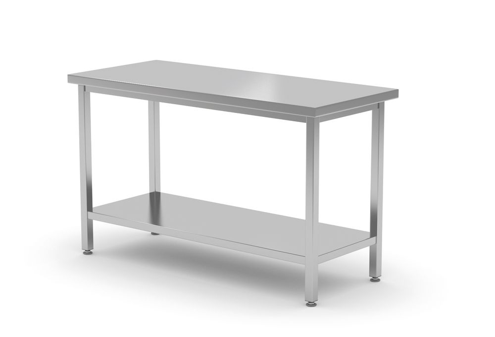 Werktafel zware uitvoering met plank, 600 mm diep, HENDI, Kitchen Line ...